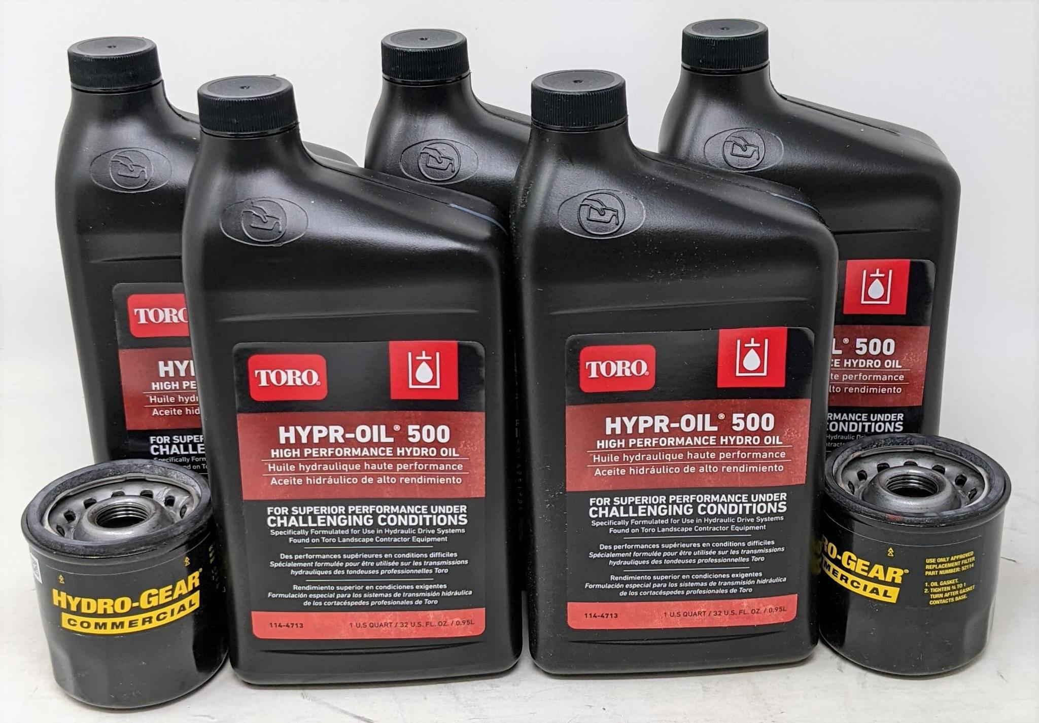 Genuine OEM Toro Hypr 500 Oil 5 Quart Hydro Change Kit w/ 2 Filters – Bill's Place Outdoor Power ...